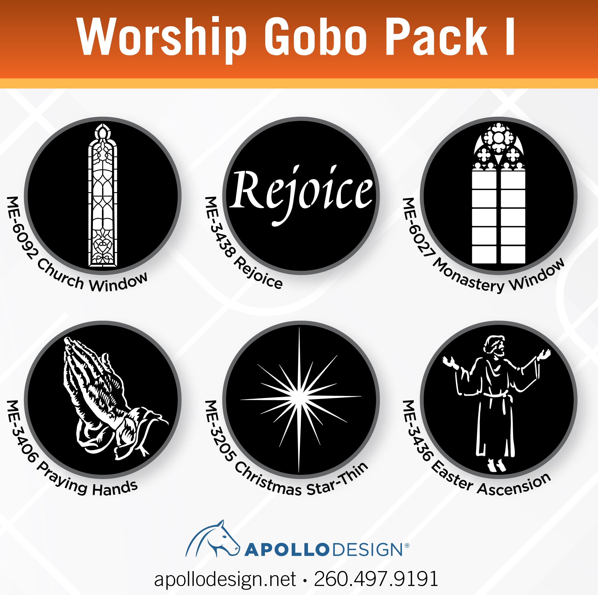 Gobo 6 Pack - Worship 1 – Apollo MFG