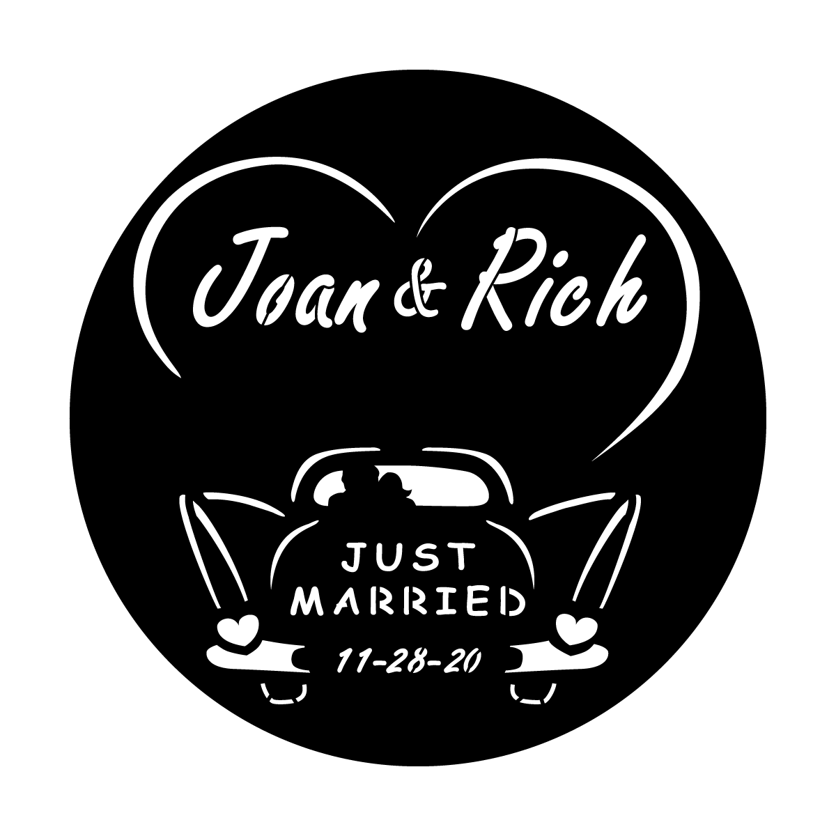 WED-S27 Retro Car and Outlined Heart - Freestyle Script